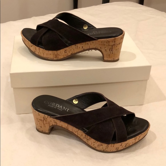 Cordani | Shoes | Cordani Suede Cork Heel Sandals | Poshmark